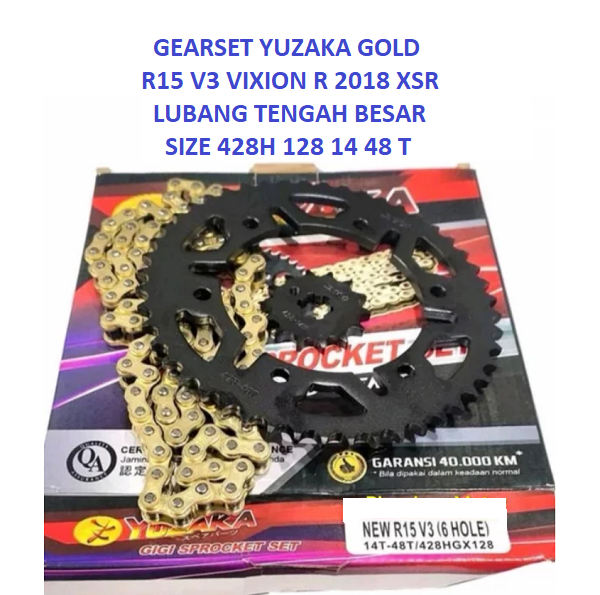 GEARSET GIRSET GEAR GIR SET YUZAKA LUBANG BESAR VIXION R 2017 R15 V3 428 14 48 128 | Lazada ...