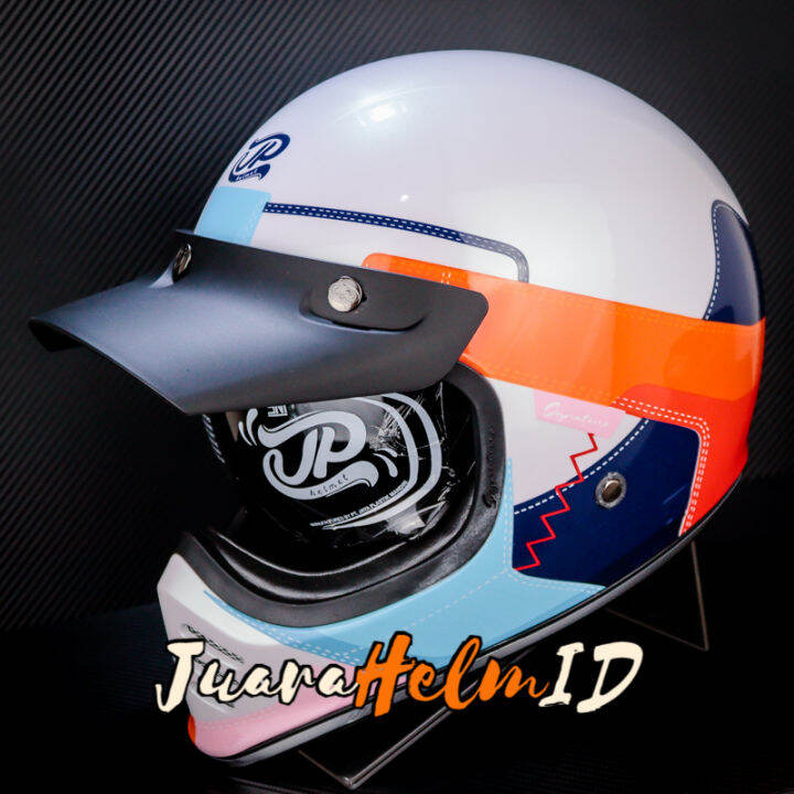 JPX HELM JP SIGNATURE AIRBORNE COUPLE 3 / WHITE / RETRO CLASSIC DDRING ...