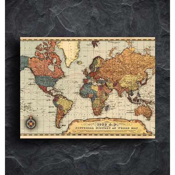 Dekosistem A125 - 30x40 Hiasan Dinding kayu Pajangan gambar map peta ...