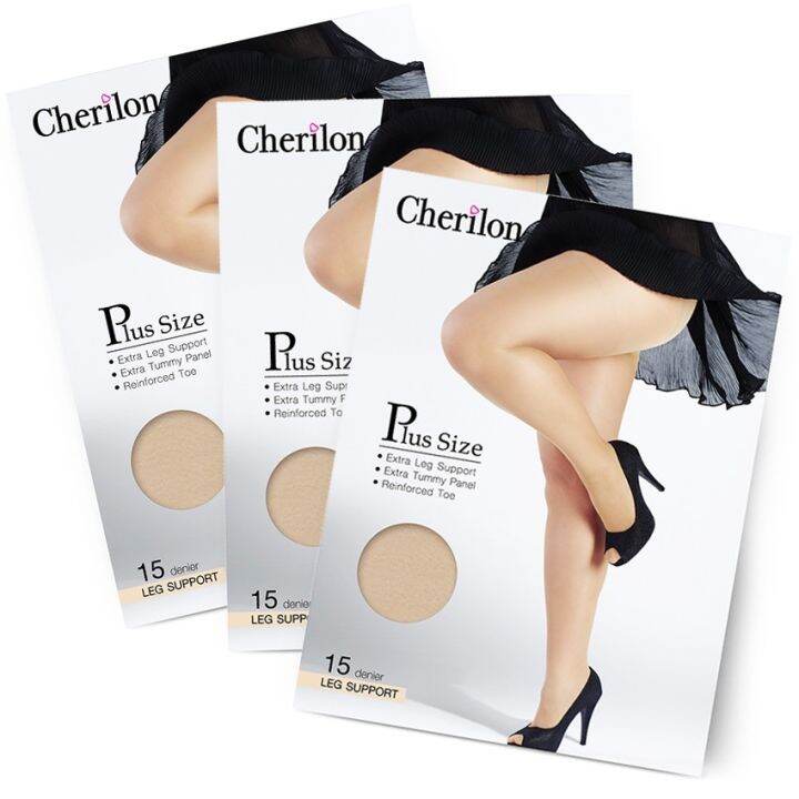 (1ชิ้น) Cherilon ถุงน่องเต็มตัว สำหรับคนรูปร่างใหญ่ เชอริล่อน Plus Size Pantyhose XXL สะโพก 120 ...