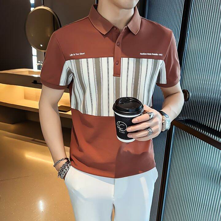 Men's Polo Shirt Stand Collar Slim Fit Short Sleeve Polo | Lazada PH