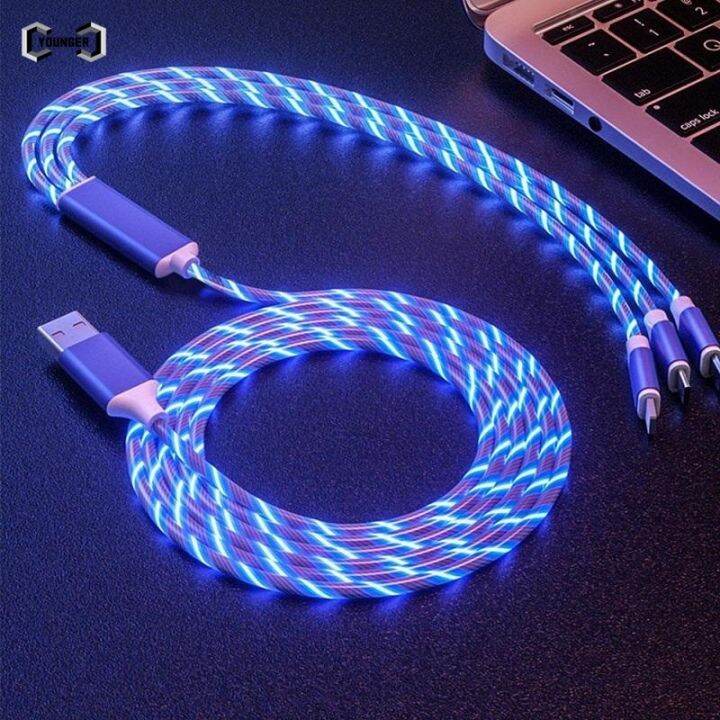 Andriod Ios Type -C Flowing Colors LED Glow USB Fast Charger Cable ...