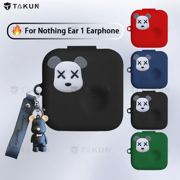 TAKUN สำหรับไม่มีอะไรหู1หูฟังปกหมีอิฐพวงกุญแจเชือกเส้นเล็กซิลิโคนกรณี ...