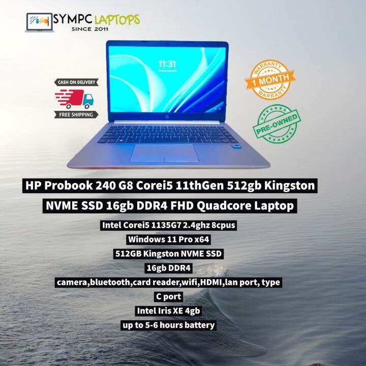 HP Probook 240 G8 Corei5 11thGen 512gb SSD 16gb DDR4 Quadcore FHD ...