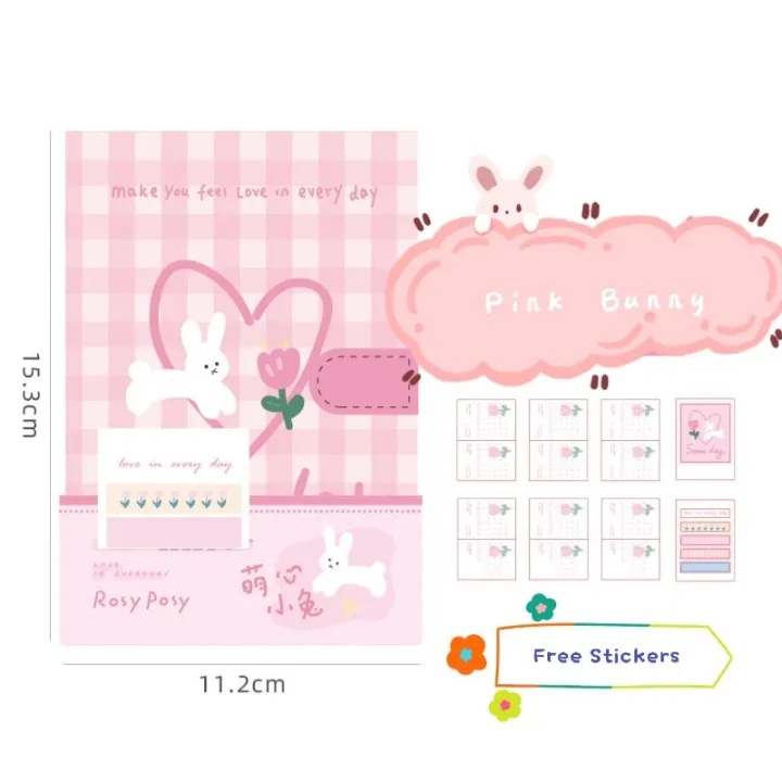 Rosy Posy Cute A6 Colored Journal Stationery Notebook With Free Sticker ...