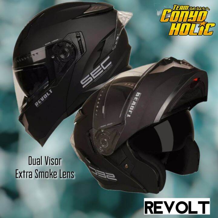 SEC REVOLT FULL FACE MODULAR HELMET MATTE BLACK | Lazada PH