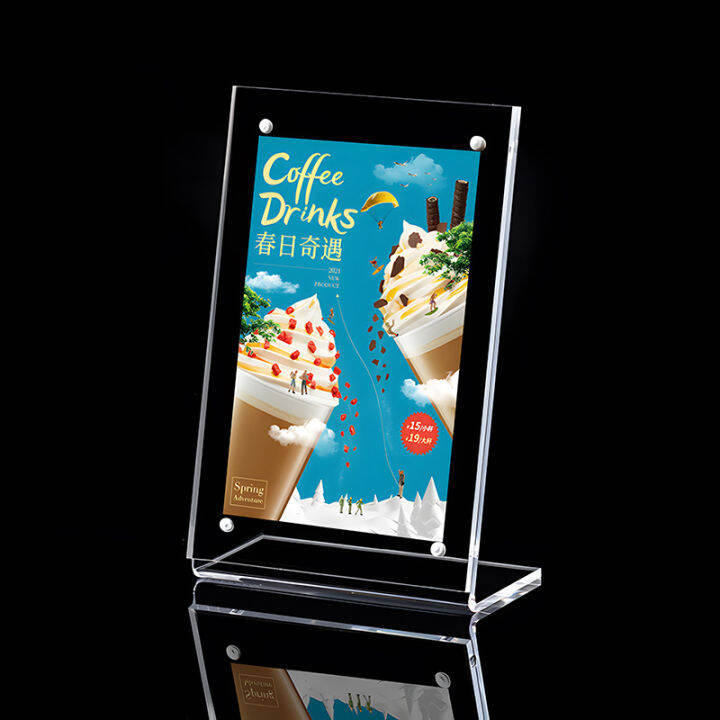 L-type transparent platform card A4 acrylic display frame menu price ...