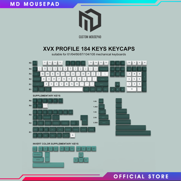 MD x Womier 189 Key PBT Double-shot XVX Profile Keycaps with Keycap ...