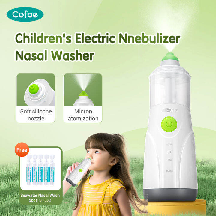 Cofoe ช่องล้างจมูกที่สวนจมูกเด็กสเปรย์ไฟฟ้าล้างจมูกหม้ออุปกรณ์ทำความสะอาดจมูกการทำละอองที่ล้าง ...