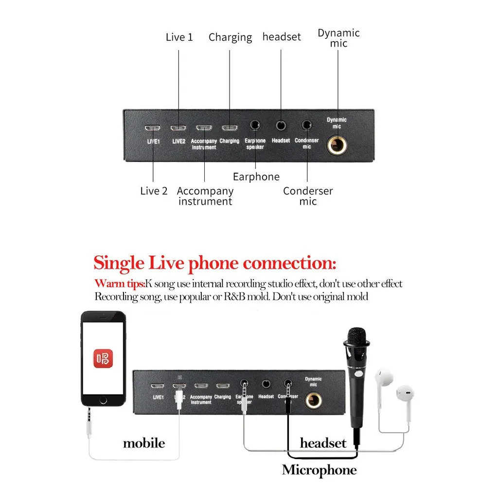 V8 Audio Stereo Headset Microphone Webcast Streamer Live Sound CardV8 ...