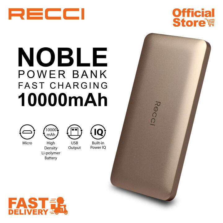 Recci - Power Bank - Noble Series - 10000mAh - Gold / RN-10000 | Lazada PH