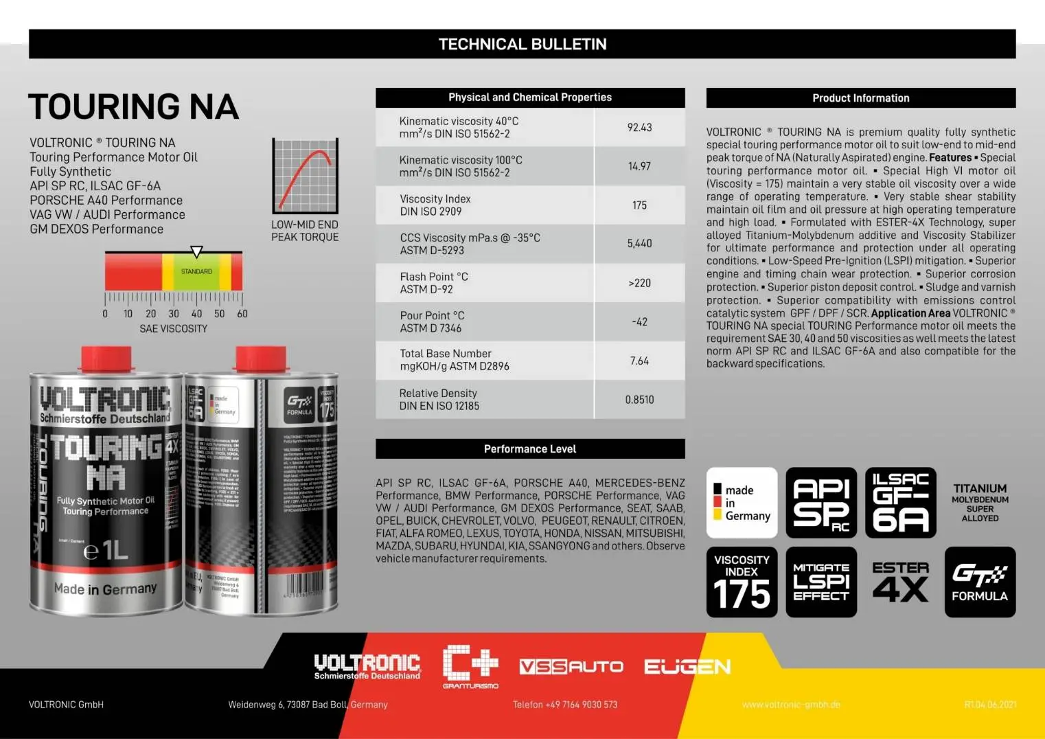 VOLTRONIC TOURING NA Racing Performance น้ำมันเครื่องสังเคราะห์แท้100% ...