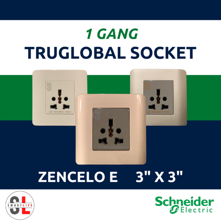 Schneider Zencelo E 3"x3" 16A 1 Gang TruGlobal International Socket ...