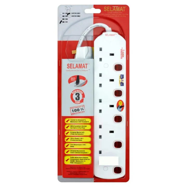SELAMAT MA-1185 5Gang Extension Portable Trailing Socket (SIRIM) - 2 ...