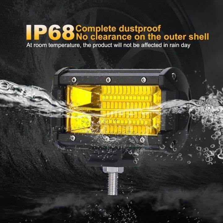 72W Yellow LED Light Bar Spot Beam LED Work Light Bar for Off Road Jeep ...