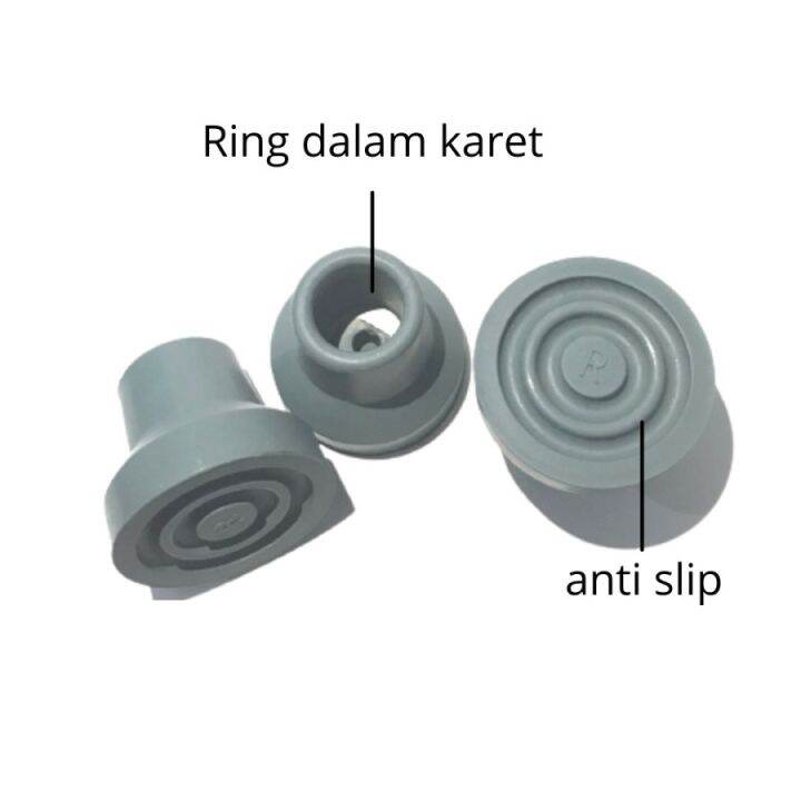Karet Tongkat Kaki 3 Kaki 4 Universal premium quality Anti Slip 14 MM ...