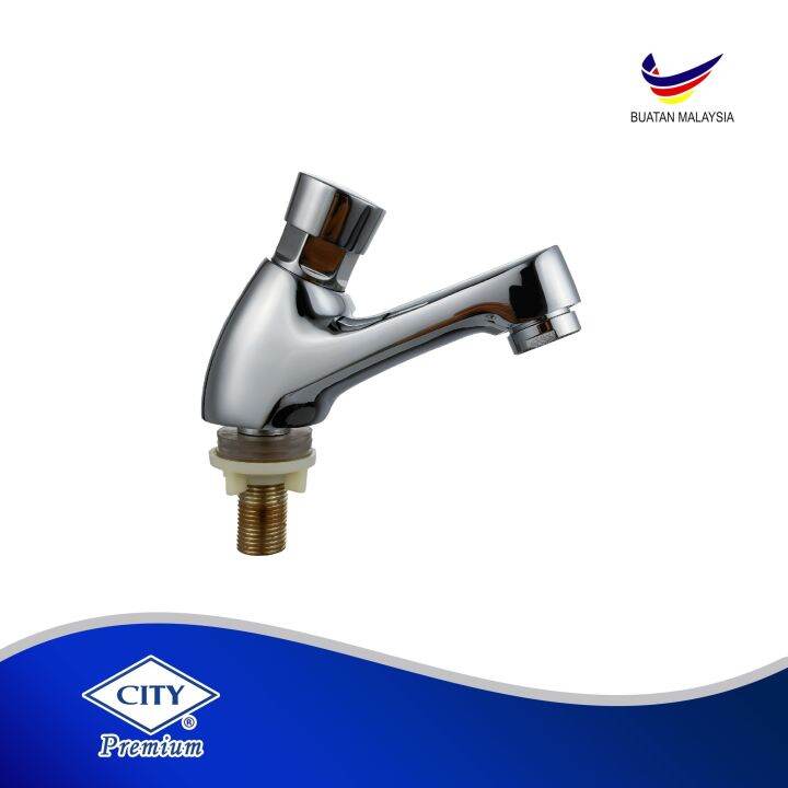 Brass Pressmatic Self-Closing Time Delay Action Press Basin Pillar Tap ...