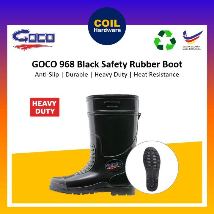 GOCO Safety Rubber Boot | Safety Shoes | Rain Boot | Black | Kasut Boot ...