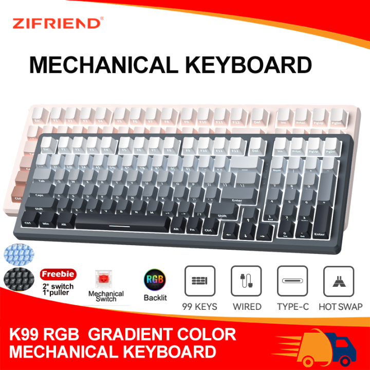 ZIFRIEND กุญแจ K82 83keykeykeycaps แบบมีสายคีย์บอร์ดแบบกลไก PBT ...