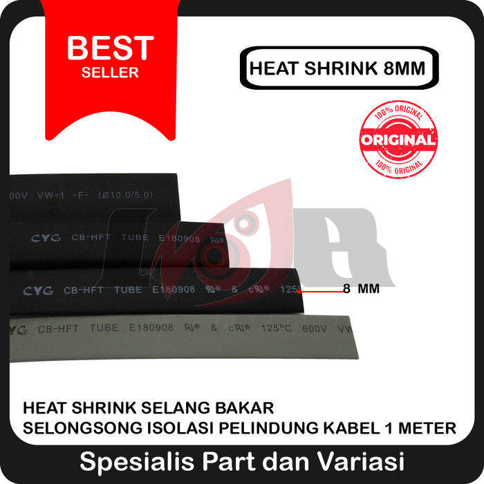 8mm Heat Shrink Selang Bakar Selongsong Isolasi Pelindung Kabel 1Meter ...