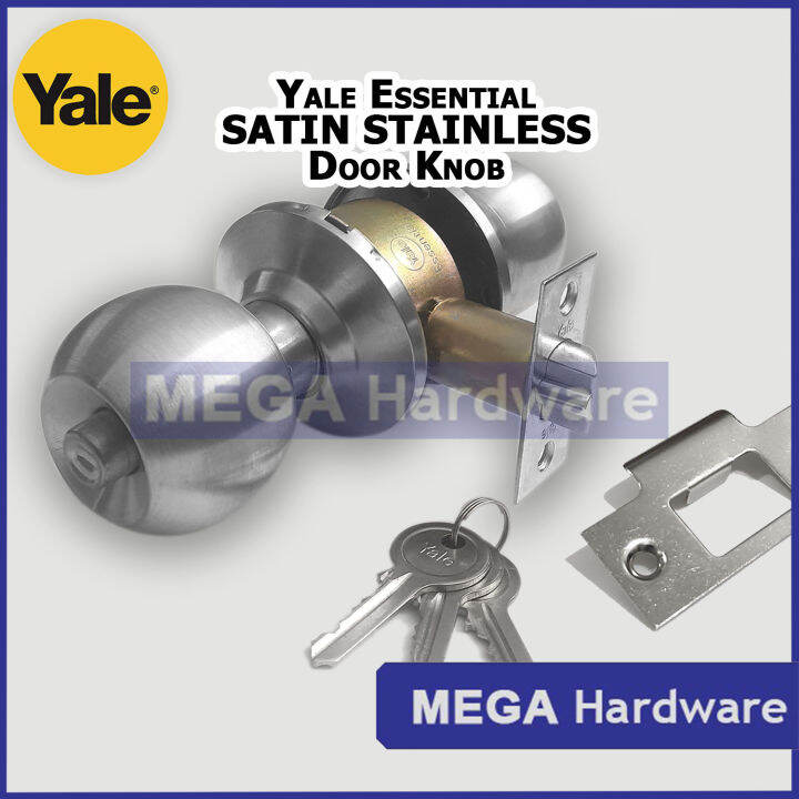 Yale Essential Lockset / Door Knob Satin Stainless (WITH 3 Keys or ...