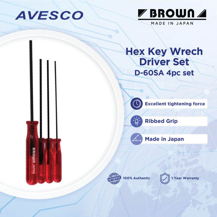 Brown Tools Hex Key Wrech Driver Set | D-60SA | 4pc set | Lazada PH