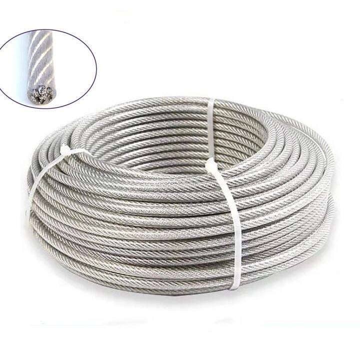 7x7 PVC Coated Flexible Steel Wire Rope 4mm 5mm Soft Cable Transparent Stainless Steel ...