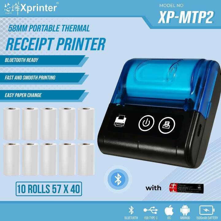 Xprinter XP-MTP2 Portable BLUETOOTH + USB Thermal Printer Handheld 58mm ...