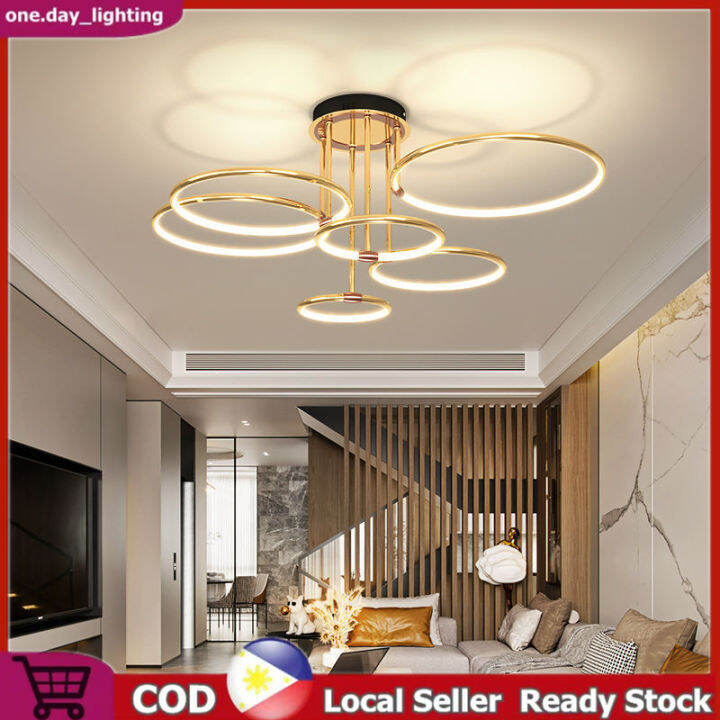 Modern Chandelier for Living Room Bedroom Dining Tricolor Ceiling Light ...
