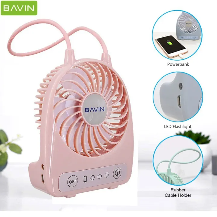 BAVIN E167 3-in-1 Portable Mini Desk Fan With LED Light Lamp and ...