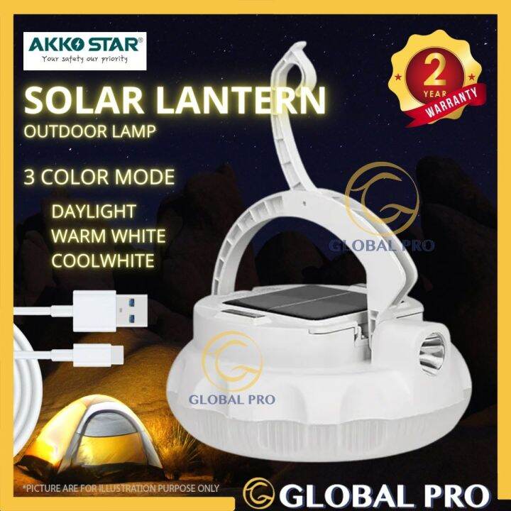 AKKO STAR Solar LED Camping Rechargeable Flashlight Waterproof With ...