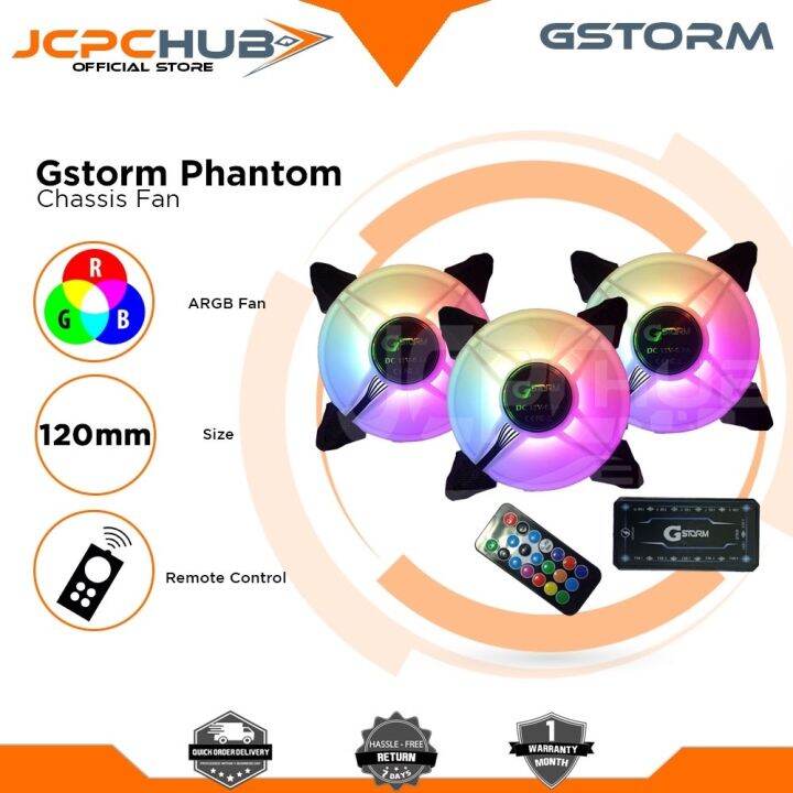 GStorm Phantom Fan ARGB 3 in 1 3pcs RGB FAN with FAN Hub and Remote ...
