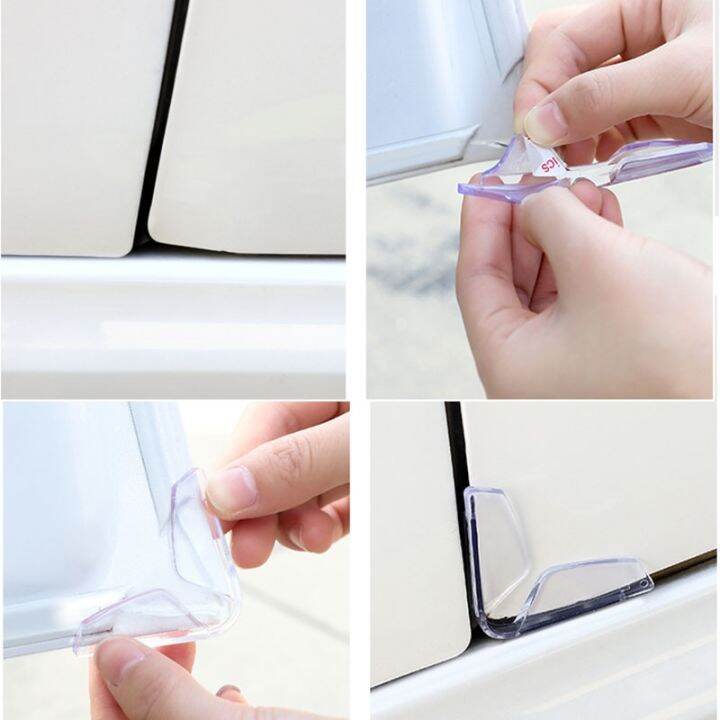 [ZEYA SHENG] 4ชิ้นแถบป้องกันประตูรถป้องกันรอยขีดข่วนชนบาร์สติ๊กเกอร์ ...