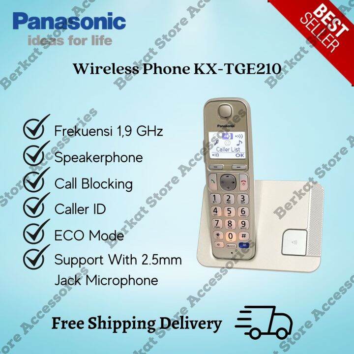 Telepon Wireless / Telpon Rumah Cordless Phone Panasonic KX-TGE210 | Lazada Indonesia