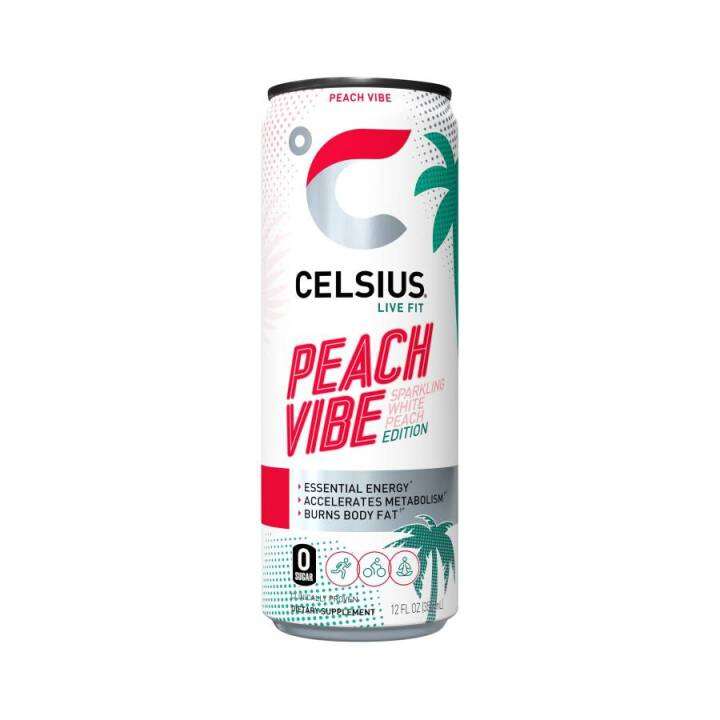 Celsius Sparkling Peach Vibe Flavor Energy Drink (325mL) | Lazada PH