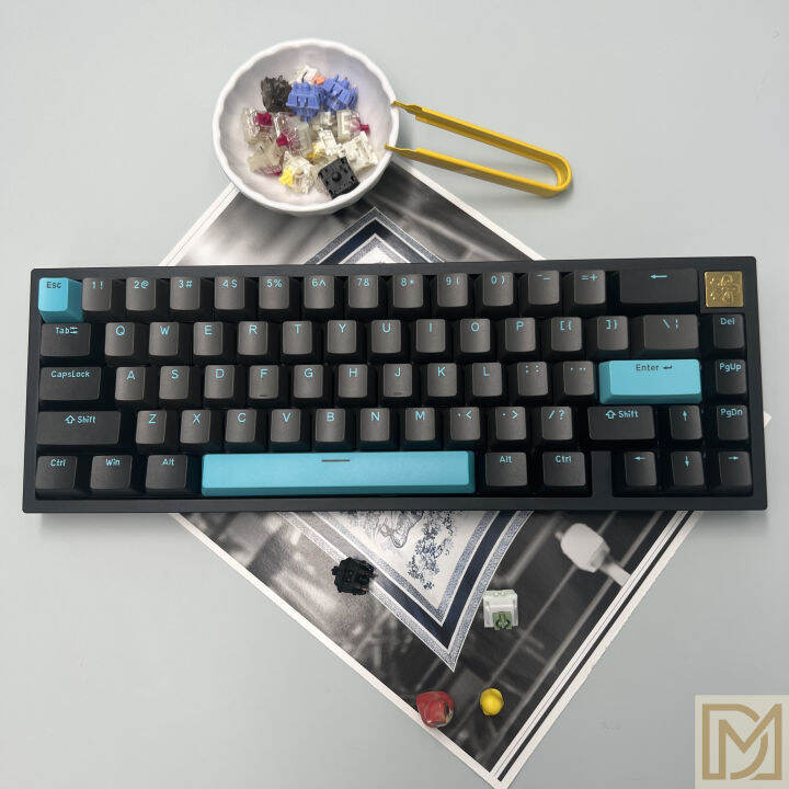 GMK Obsidian Keycap PBT Double Shot OEM Profile Black Blue Keycaps ...