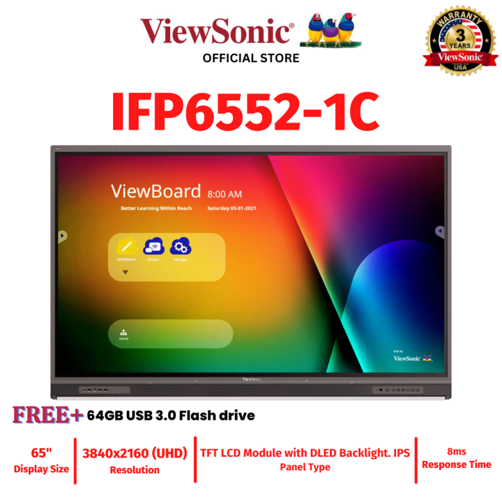 Viewsonic Viewboard IFP6552-1C / 65" (3840 x 2160 UHD) / 60Hz / TFT LCD Module with DLED ...