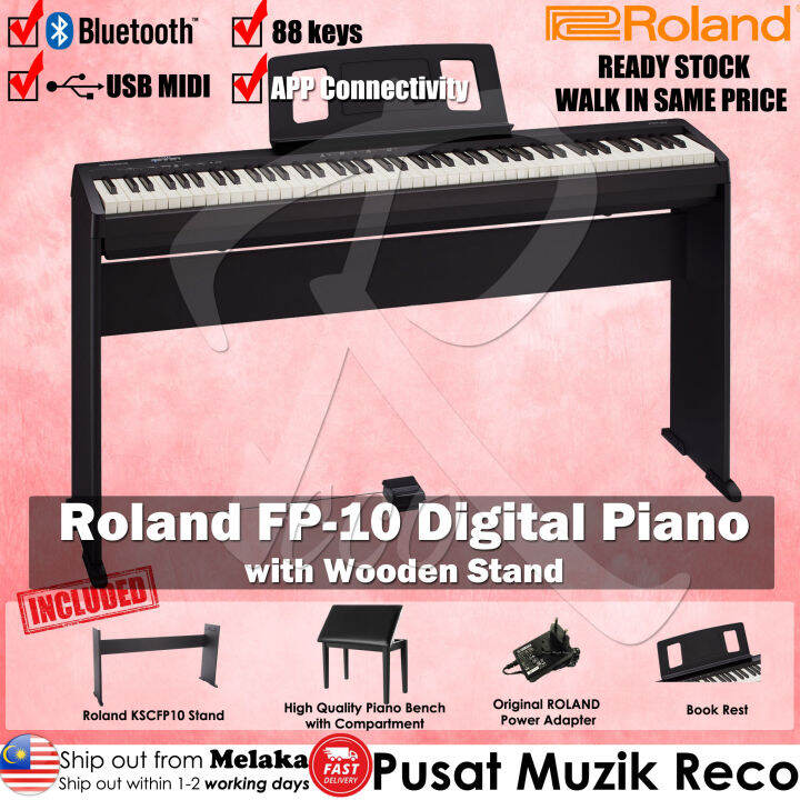 Roland FP-10 FULL SET 88 keys Digital Piano with Bench, Wooden Stand ...