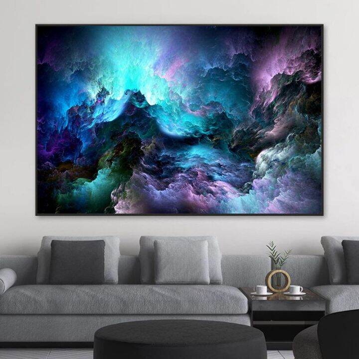Blue Cloud Abstract Landscape Wall Painting Living Room Canvas Posters ...