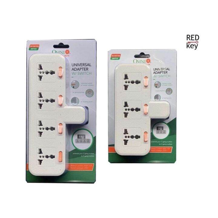 ☀Omni Universal Adapter 3 gang 4 gang Wall Socket Extension WUA-032-PK ...