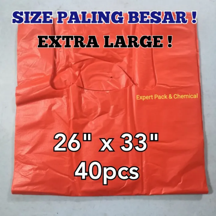 (EXTRA LARGE) 26 x 33 Singlet Plastic Bag 40pcs+- Beg Tangkai Besar ...