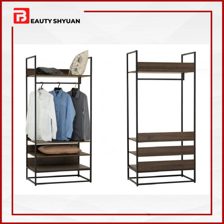 CASA Industrial Style Hanging Wardrobe Cabinet Storage Open Shelf Rack ...