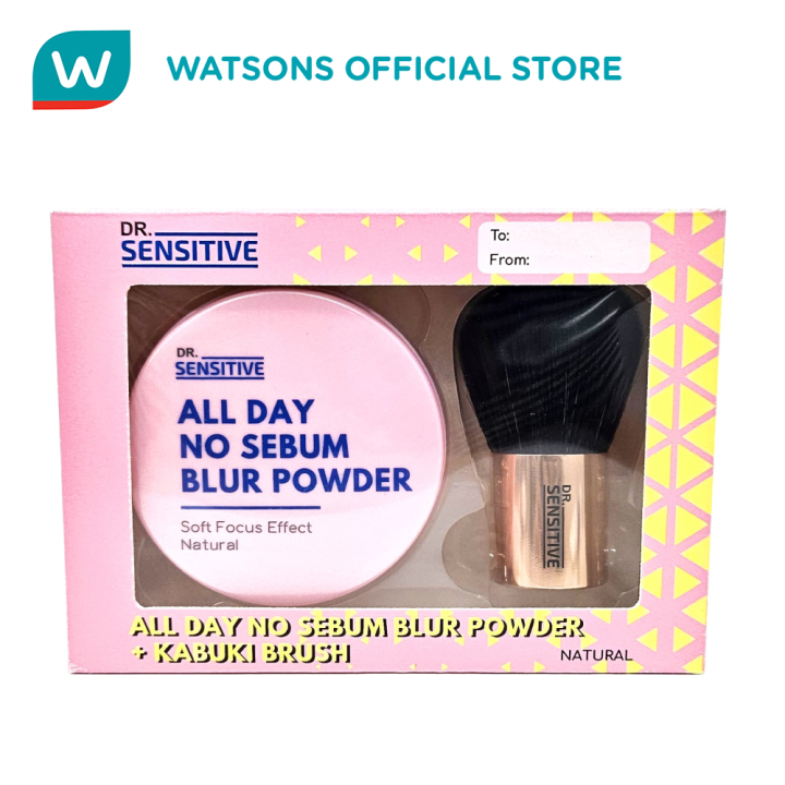 DR. SENSITIVE All Day No Sebum Blur Powder Natural 25g Plus Kabuki ...