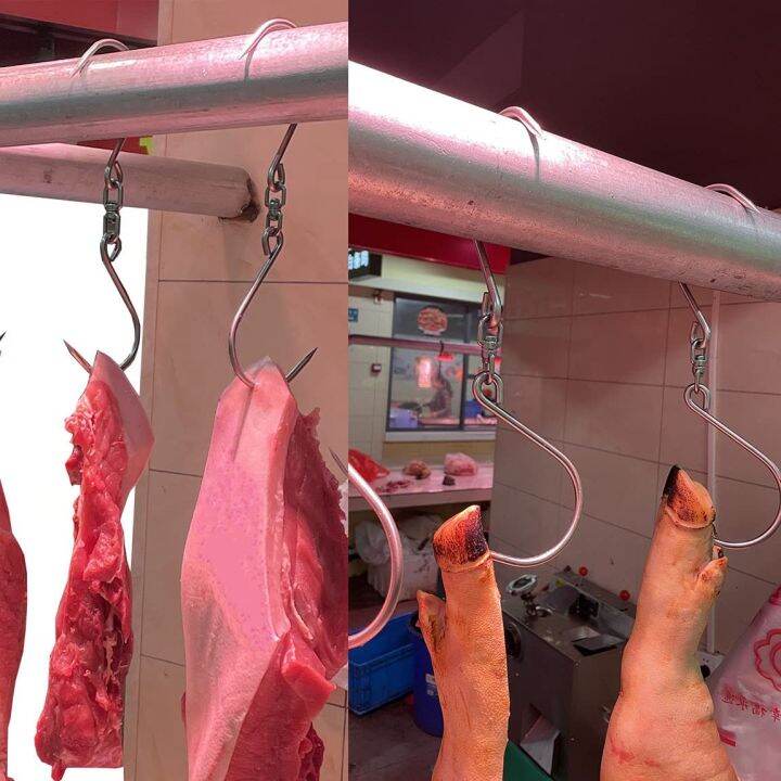 Heavy Duty Stainless Steel Butcher Meat Hooks for Fish Hunting Roast ...
