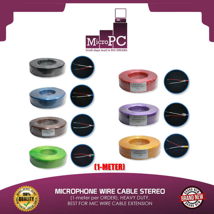 MICROPHONE WIRE CABLE STEREO (1-meter per ORDER), HEAVY DUTY, BEST FOR ...