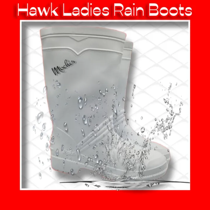 HAWK Ladies mid-cut High quality rubber long rain boots (White) | Lazada PH