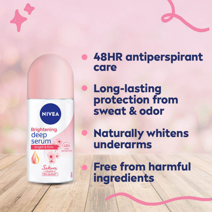 NIVEA Deodorant Roll-On Brightening *** Sakura Essence 50ml *** 48 ...