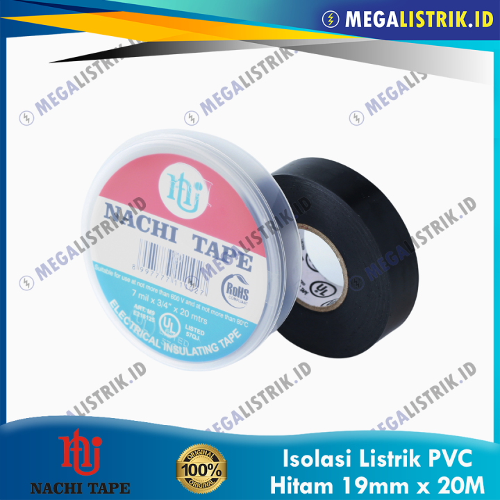 NACHI ISOLASI LISTRIK HITAM / ELECTRICAL PVC TAPE / SOLASI KABEL ...
