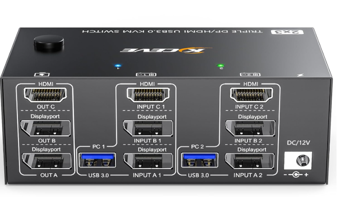 Triple Monitors KVM Switch 2 DisplayPort HDMI USB 3.0 KVM Switch 8K ...