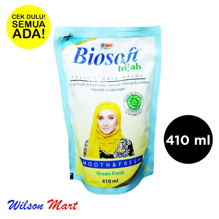 YURI BIOSOFT HIJAB PELICIN KAIN HALUS SMOOTH OCEAN FRESH 410 ML REFILL | Lazada Indonesia